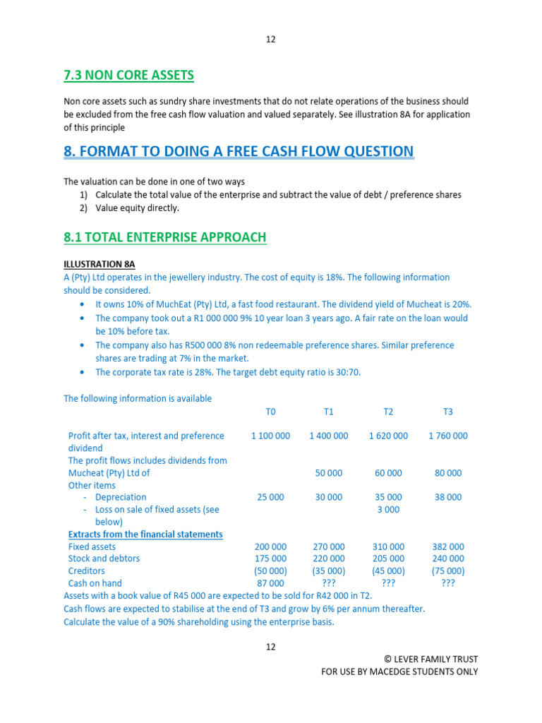 Excerpt Free Cash Flow Notes | PDF | Free Cash Flow | Business