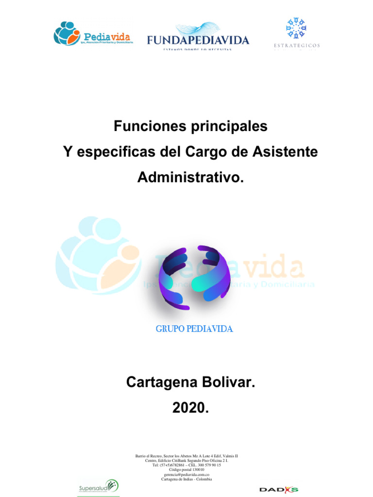 Funciones principales. asistente administrativo | PDF