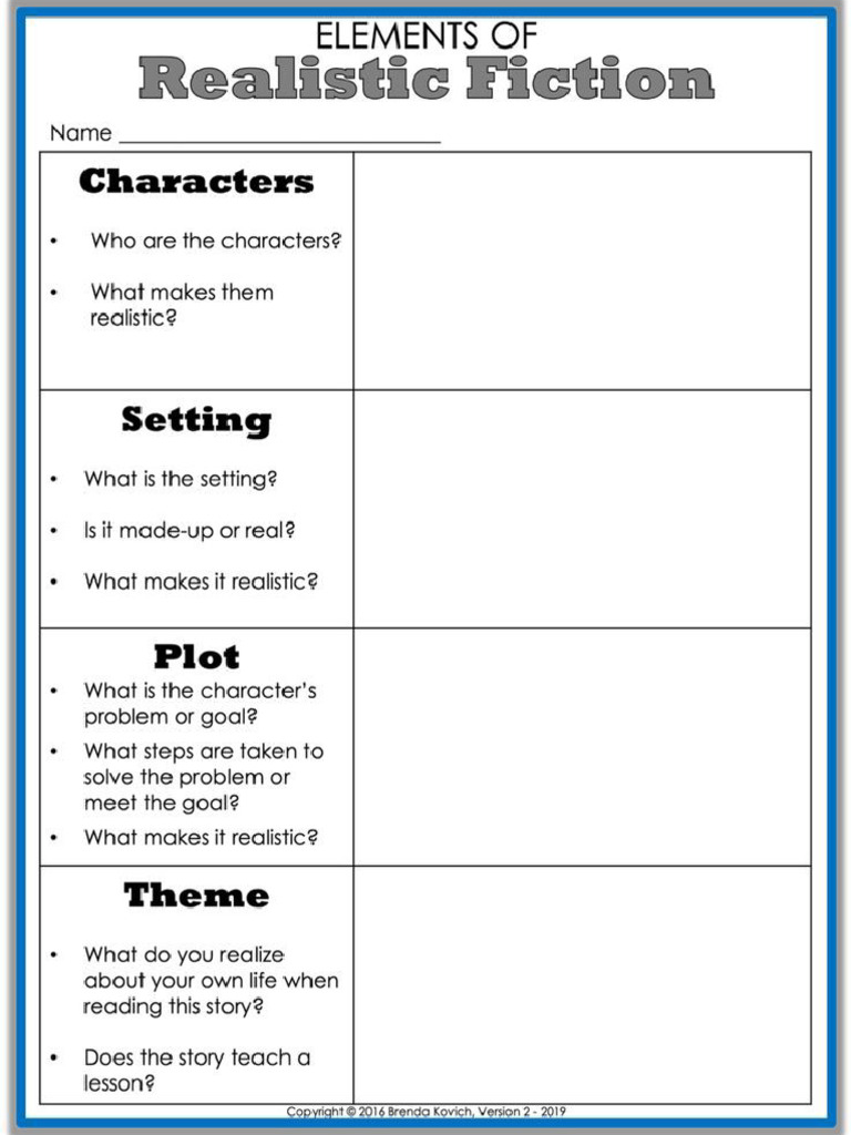 Realistic Fiction Elements | PDF