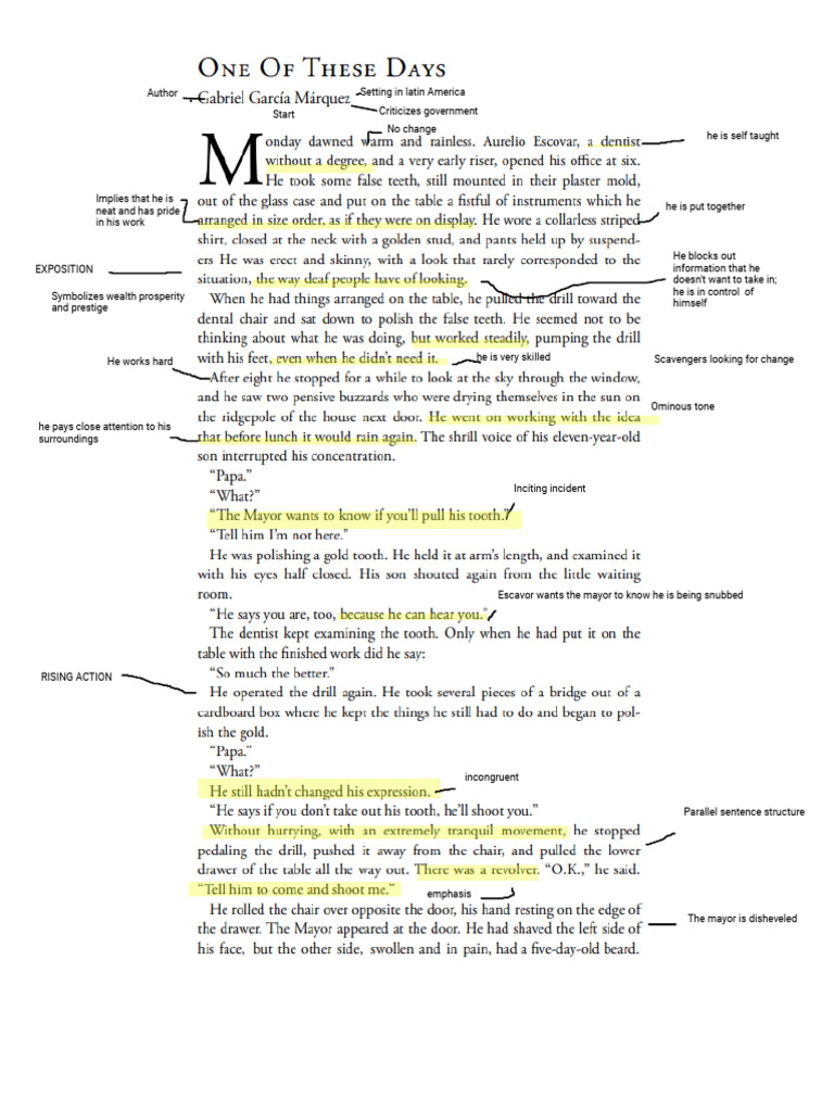 Huy Vo - One of These Days - Gabriel García Márquez | PDF