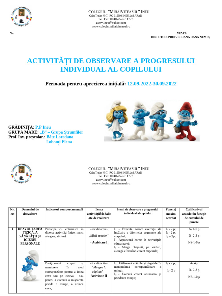 1 - Evaluare Initiala Grupa Mare A 2021-2022 | PDF