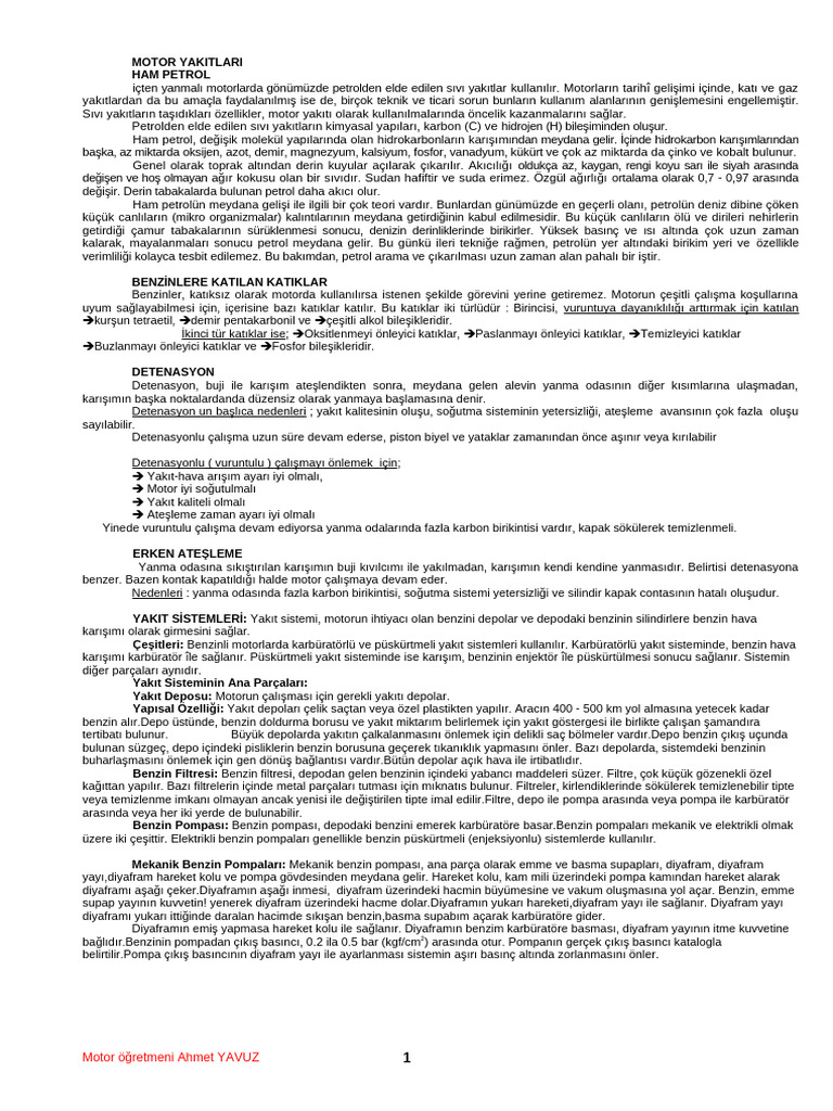 Yakitlar Ve Yakit S Stemler | PDF