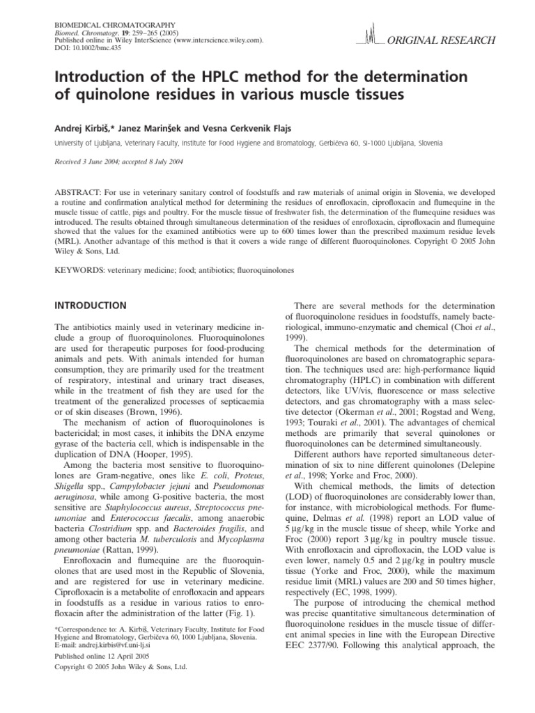 Introduction of the HPLC Method for the Determination | PDF