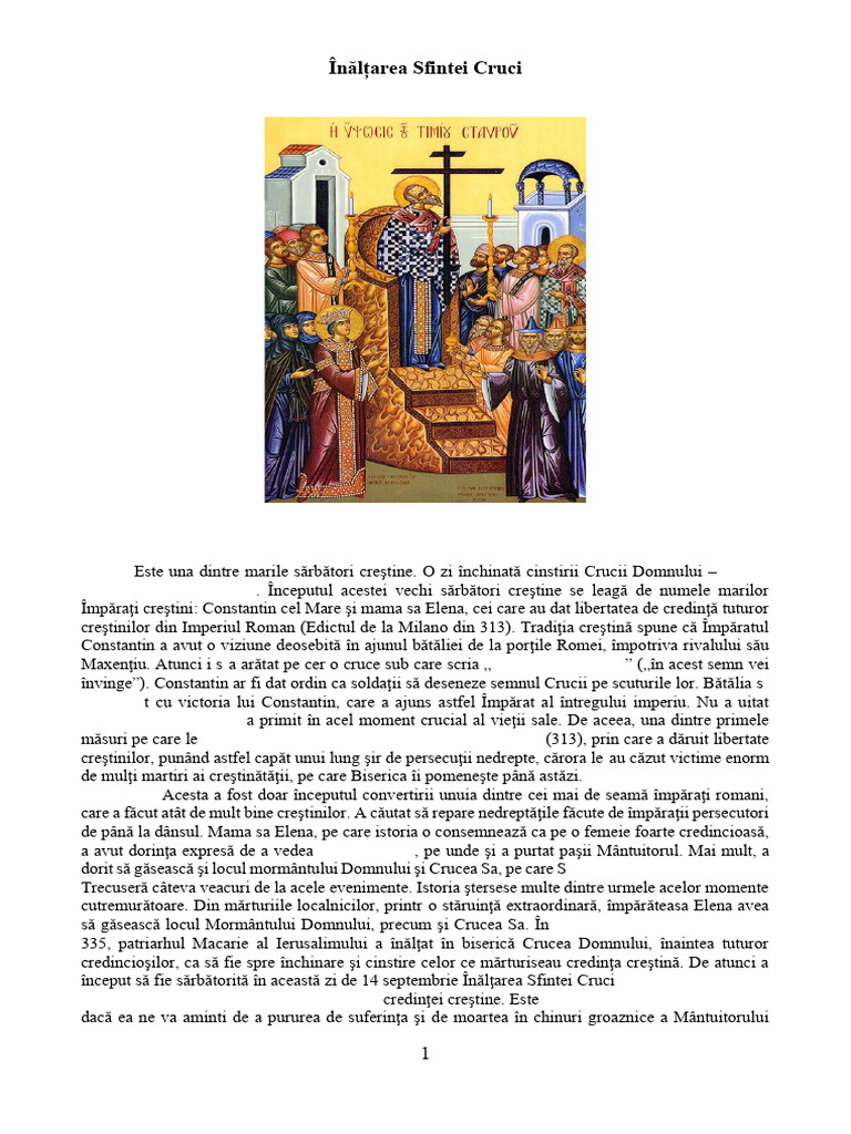 Cateheză Înălțarea Sfintei Cruci, Jocuri Și Planșe de Colorat | PDF