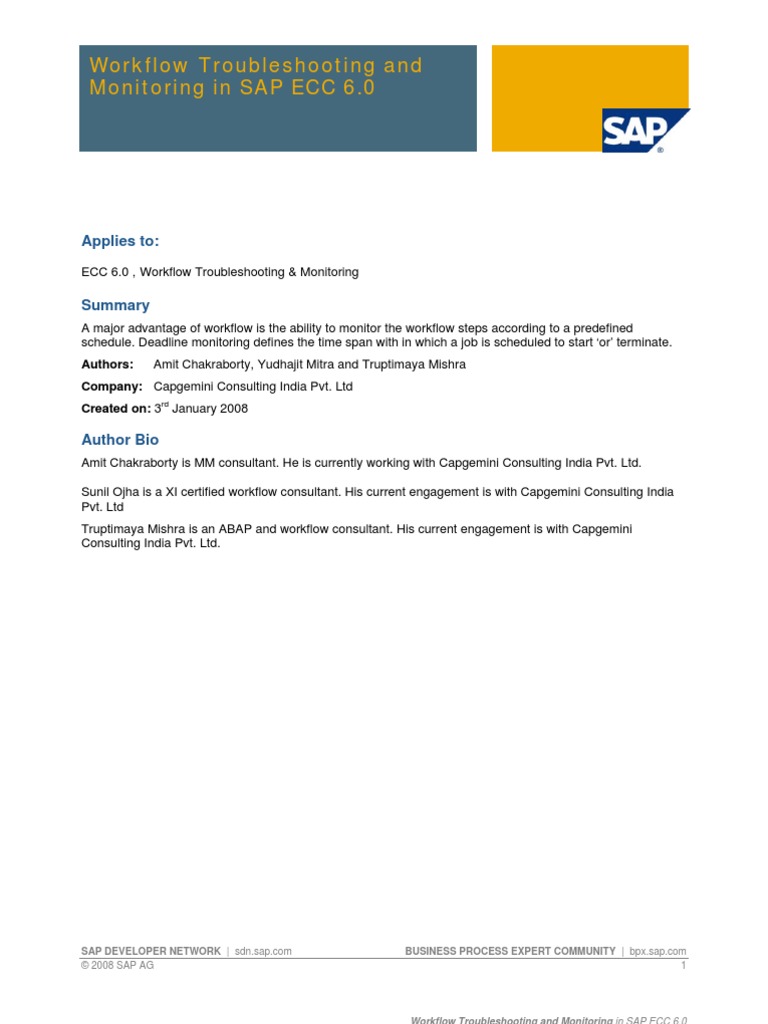 Workflow Troubleshooting and Monitoring in SAP ECC 6.0 | PDF | Error ...