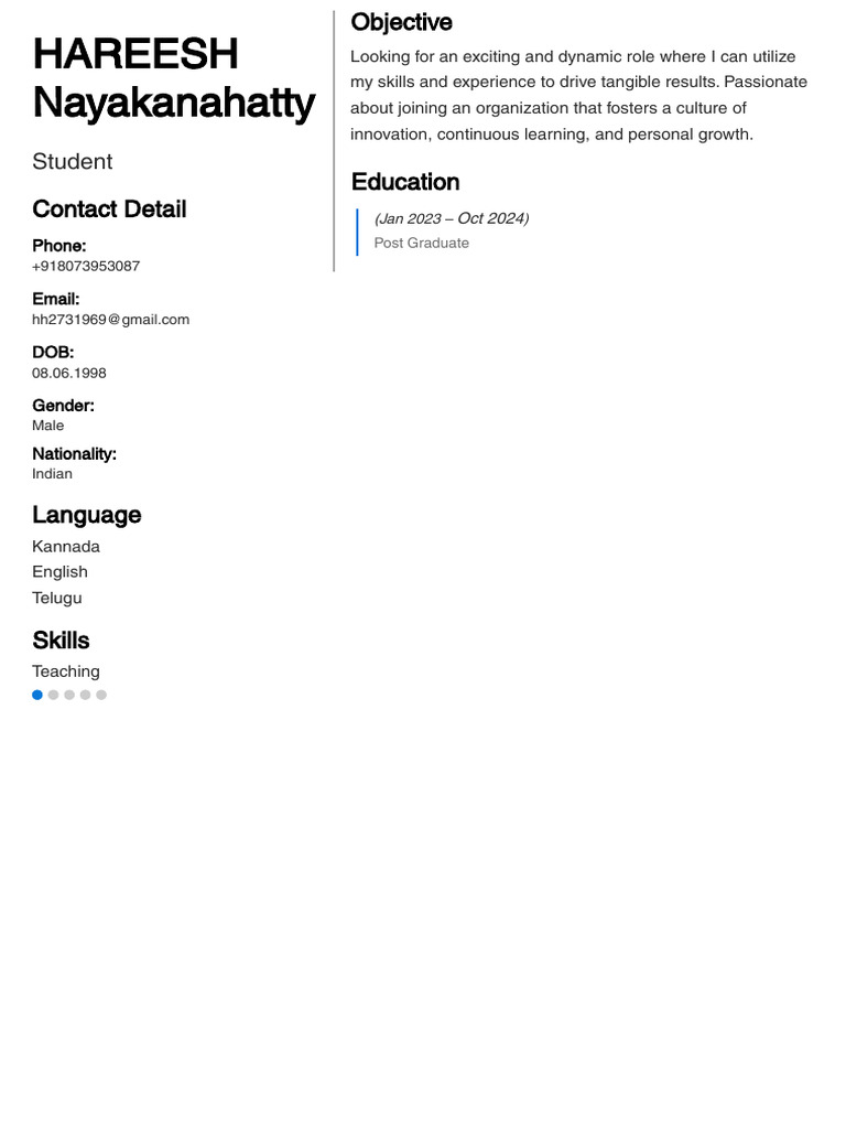 Hareesh Resume 449 | PDF