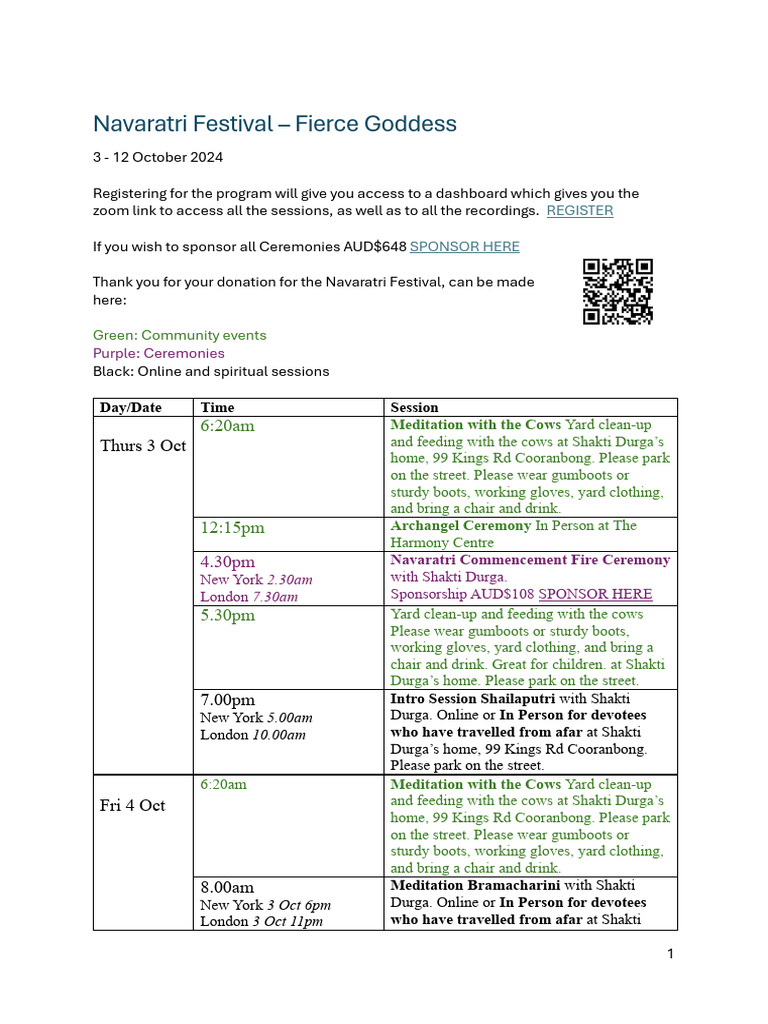 Navaratri Festival 2024 FULL Program, 4 Oct | PDF | Kali | Hindu Deities