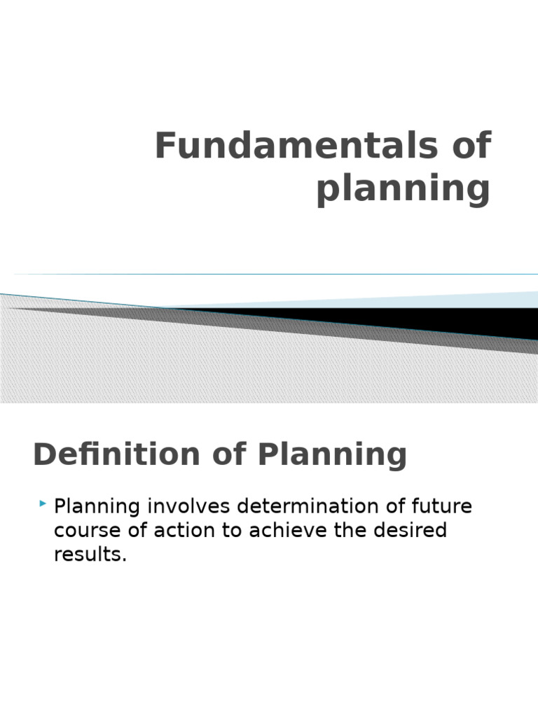 Fundamentals of Planning | PDF | Policy | Goal