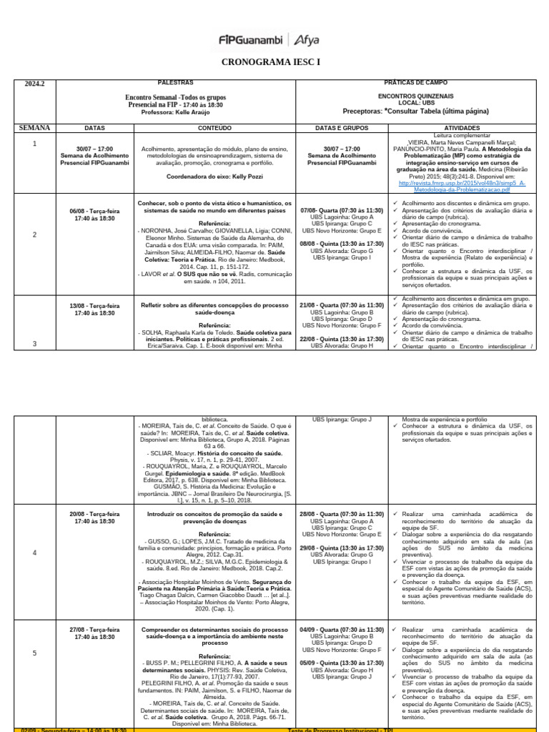 Cronograma Iesc I | PDF
