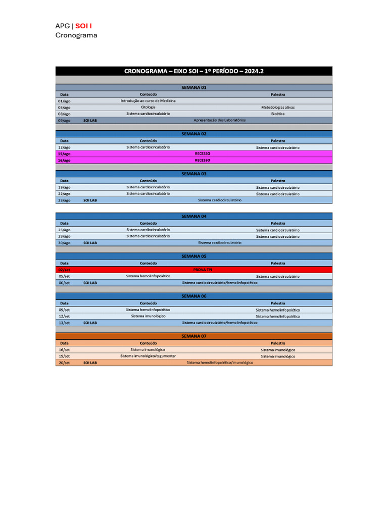 Cronograma SOI 1 - 2024.2 - ALUNOS | PDF