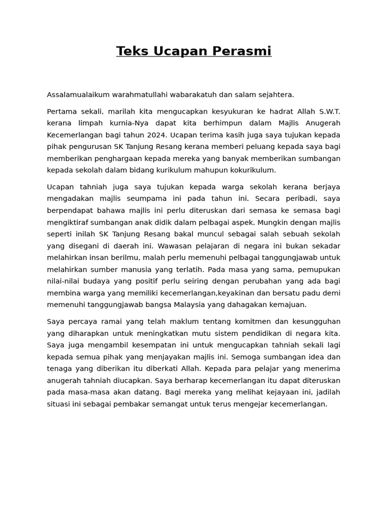 Teks Ucapan Perasmi | PDF