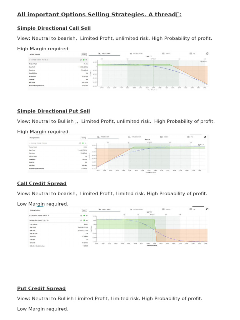 Options Selling Strategies Overview | PDF | Option (Finance) | Market Trend