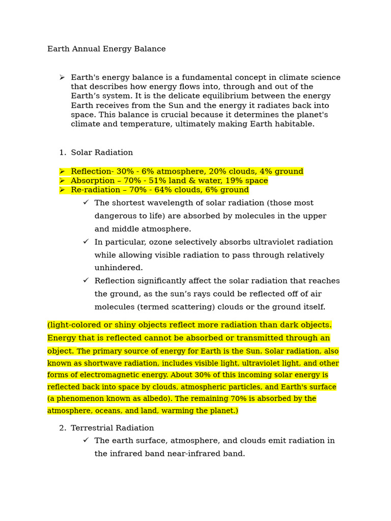 Earth's Energy Balance Explained | PDF | Greenhouse Effect | Social Science
