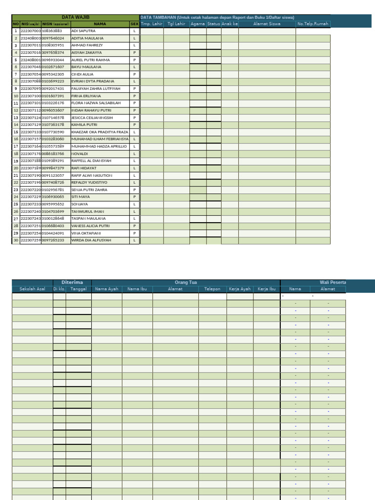 Nilai Rapot (Nama Mapel) Kelas 8e Sem 2 23-24 | PDF
