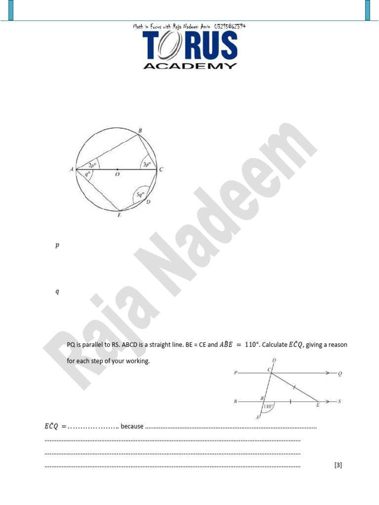 Test-Angle properties of circles & Polygon | PDF