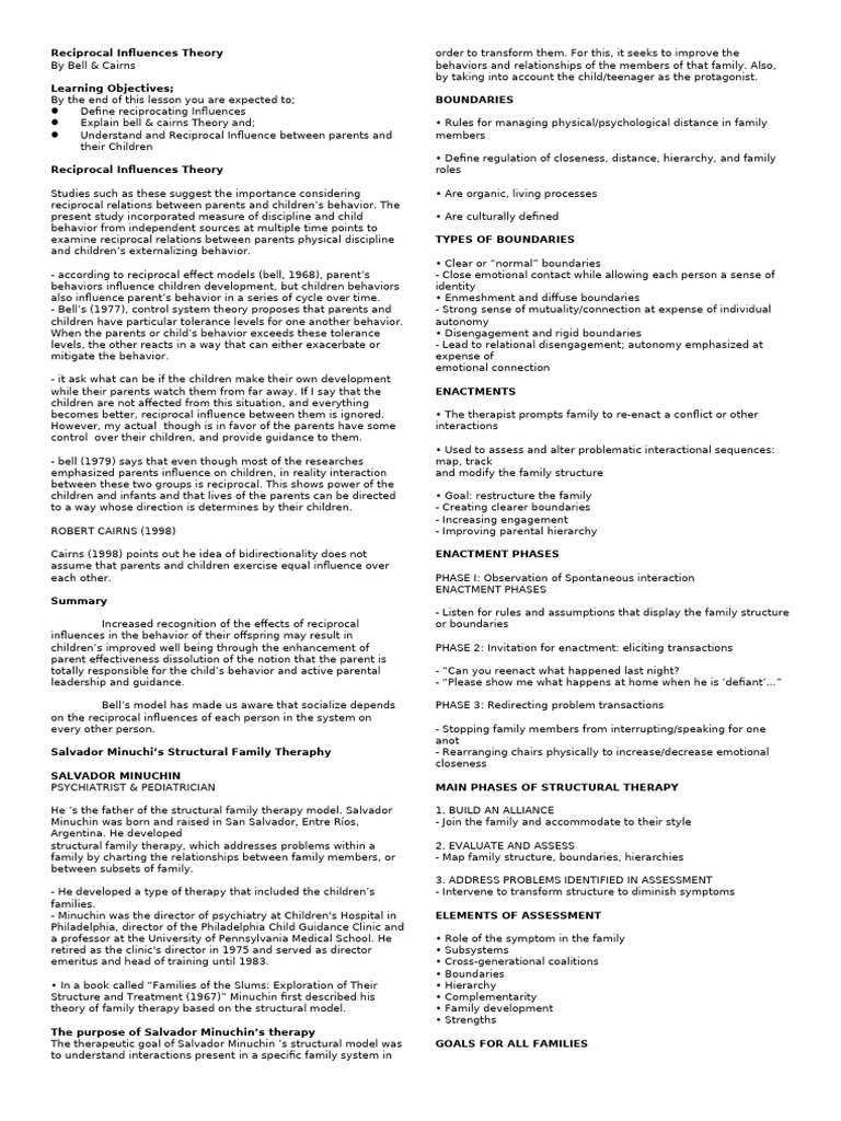 Reciprocal Influences Theory and Salvador Minuschi's Structural Family ...