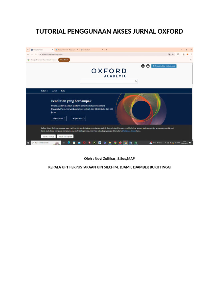 Tutorial Akses Jurnal Oxford | PDF