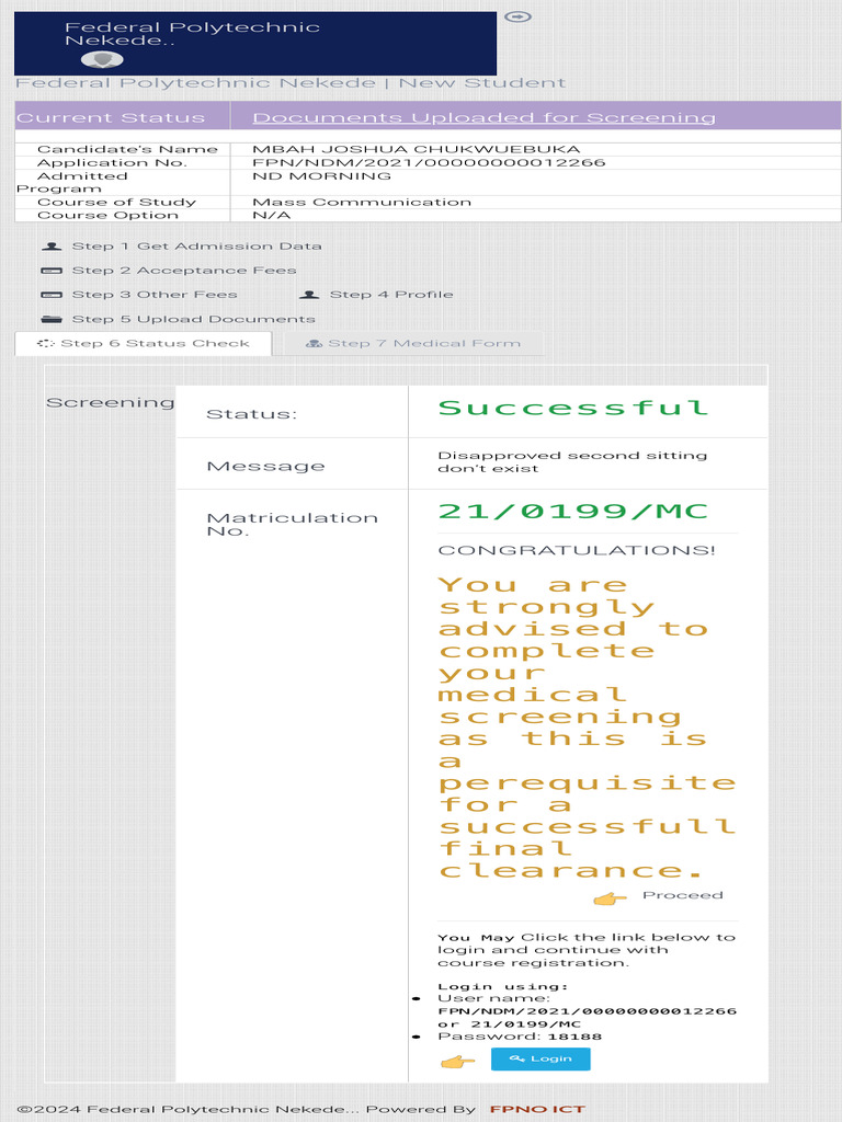 Federal Polytechnic Nekede New Student Federal Polytechnic Nekede | PDF