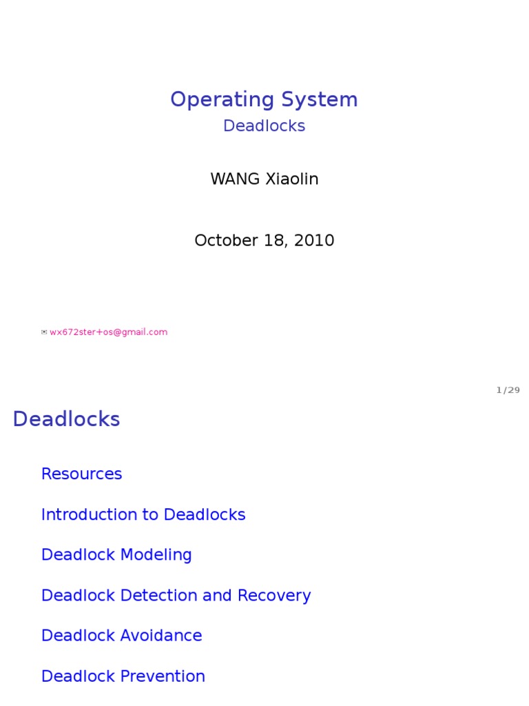 Operating System: Deadlocks | PDF | Computing Infrastructure | Areas Of Computer Science