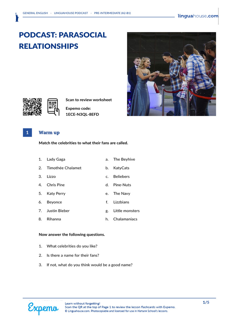 Podcast Parasocial Relationships American English Student A2 B1 | PDF