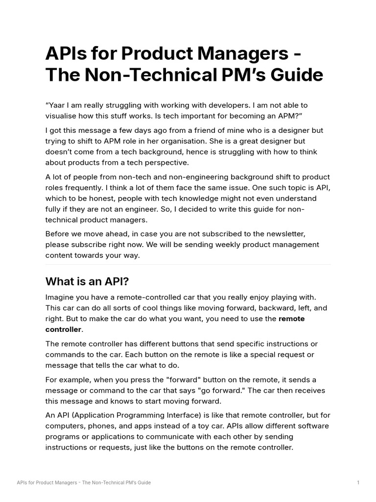 API for Product Managers | PDF