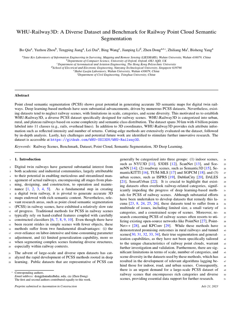 Semantic Segmentation Of Railway 3d Point Clouds A Review And Benchmark