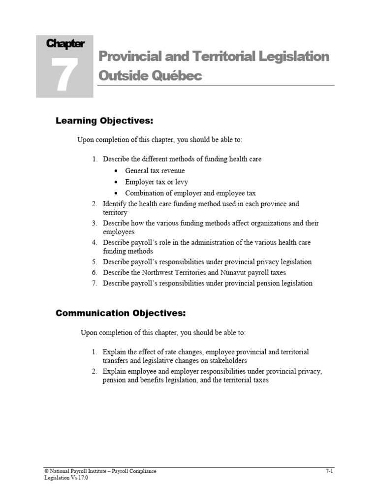 2023 PCL Chapter 7 Provincial and Territorial Legislation Outside ...