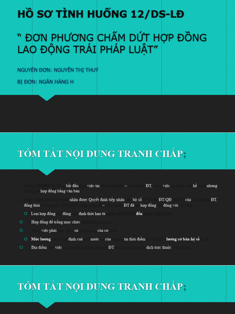 [123doc] Ho So 12 Don Phuong Cham Dut Hop Dong Lao Dong Ba Thuy Ngan Hang h | PDF