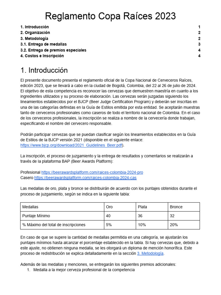 Raices Colombia 2024 Cas - Rules | PDF