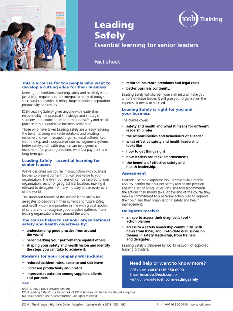 Leading Safely Fact Sheet | PDF