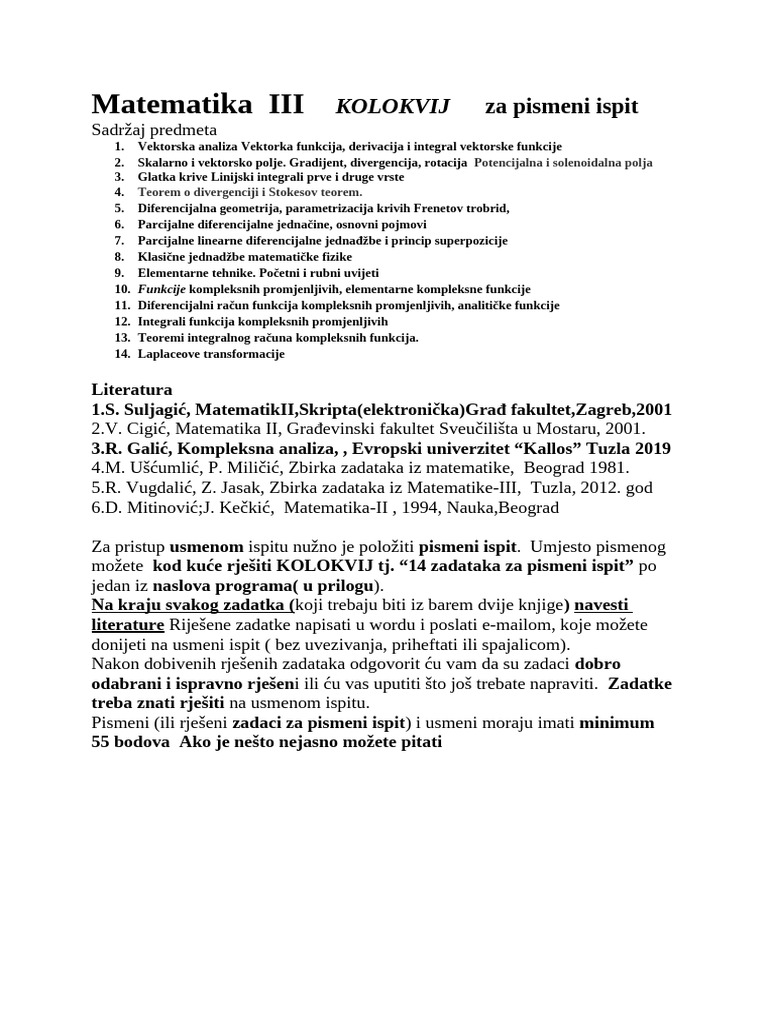0000 Zadaci Za Kolokvij Matematika 3 | PDF