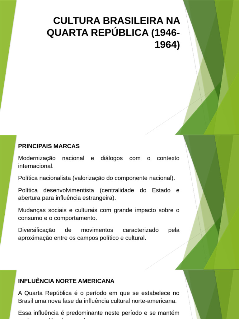 Cultura Brasileira Na Quarta República (1946-1964) | PDF