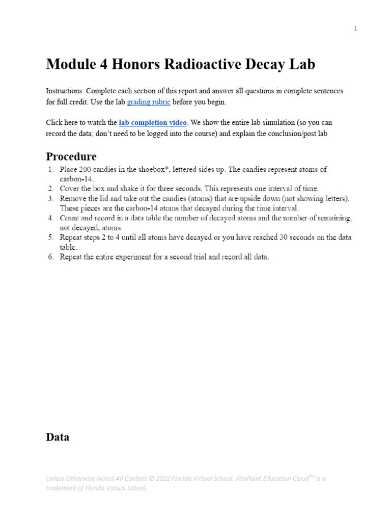 Of 4.06 Radioactive Decay Lab | PDF