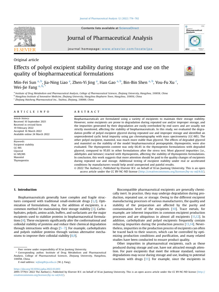 Effects of Polyol Excipient Stability During Storage and Use On The ...