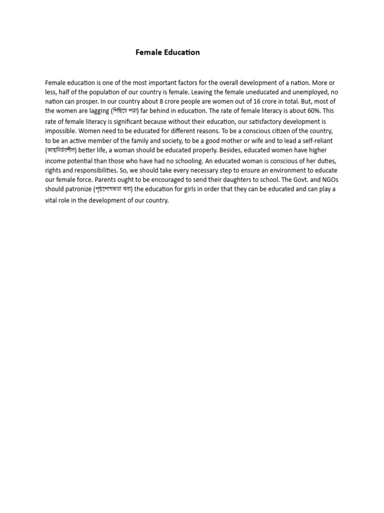 Female Education | PDF | Wellness | Lifestyle
