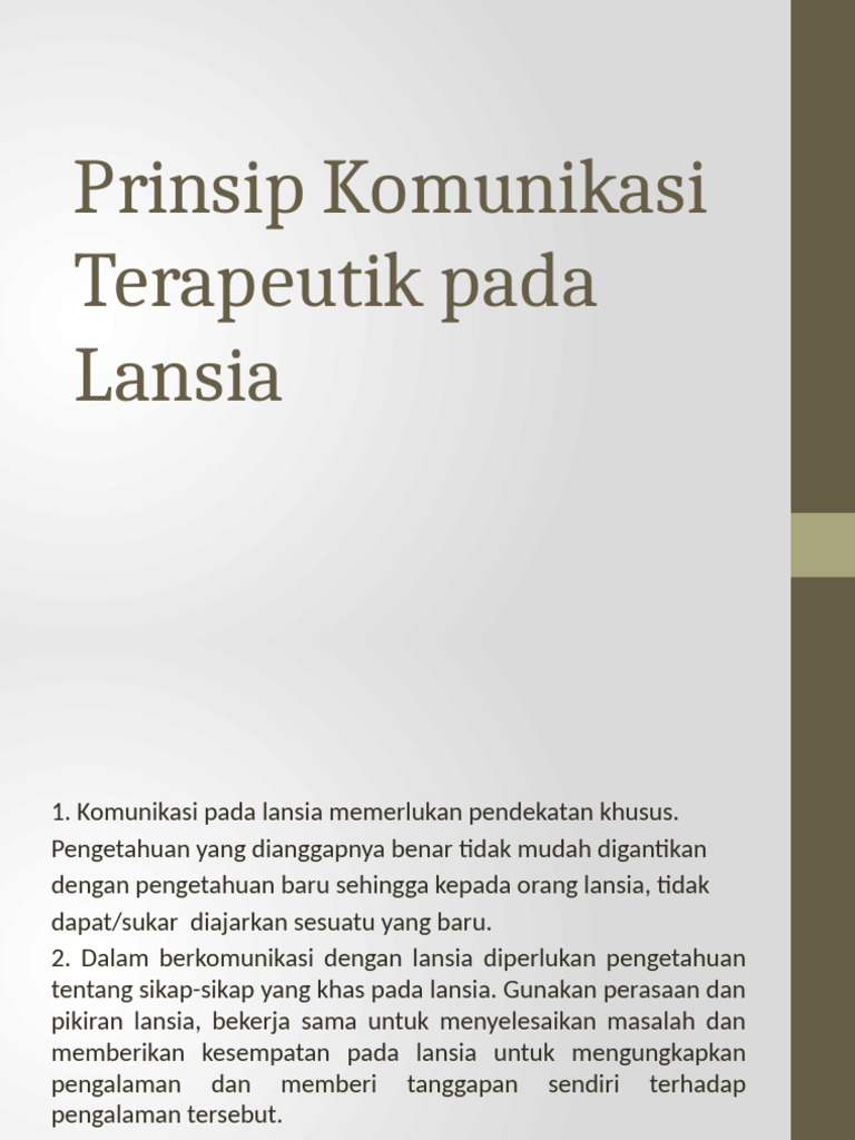 KP9 Prinsip Komunikasi Terapeutik Pada Lansia | PDF