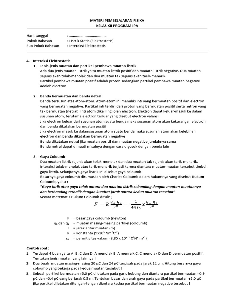 Interaksi Antar Muatan Listrik | PDF