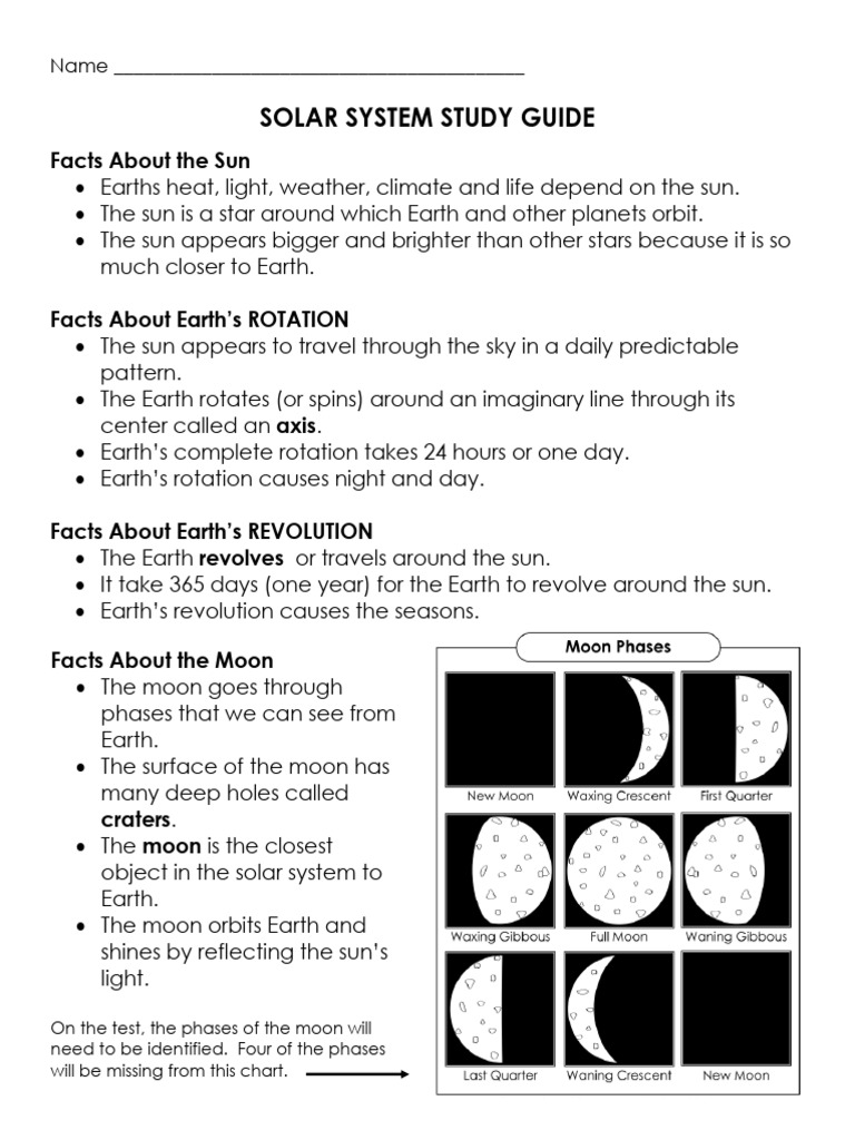 Solar System Study Guide 2020 | PDF