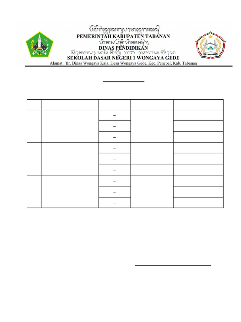 JADWAL PTS 2024 SD Negeri 1 Wongaya Gede | PDF