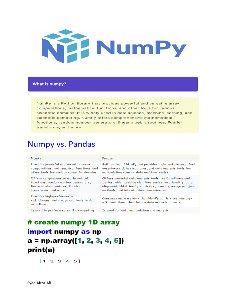 Numpy Part 01 1718440600tyy | PDF