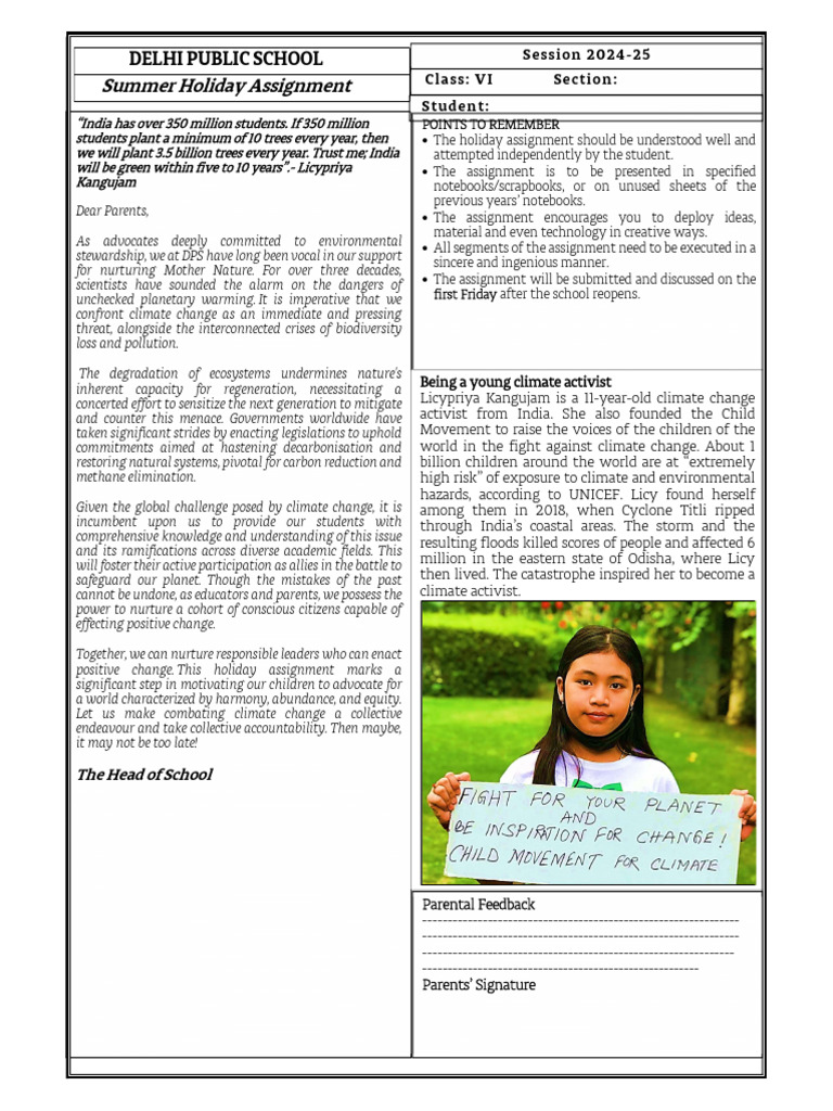 Summer Holiday Assignment ClassVI20242025 | PDF