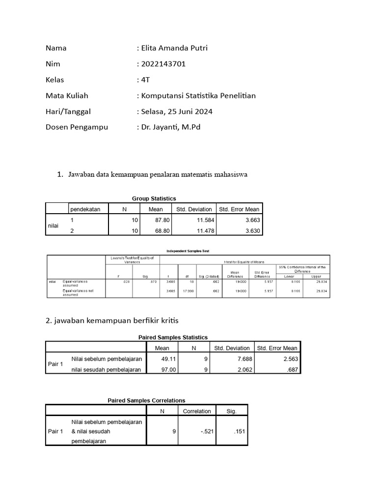 Uas - Statistika Elita | PDF