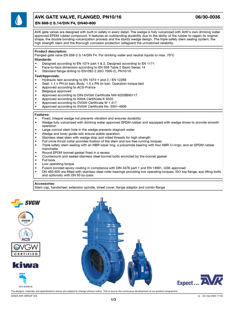 AVK Gate Valve Non Fire | PDF