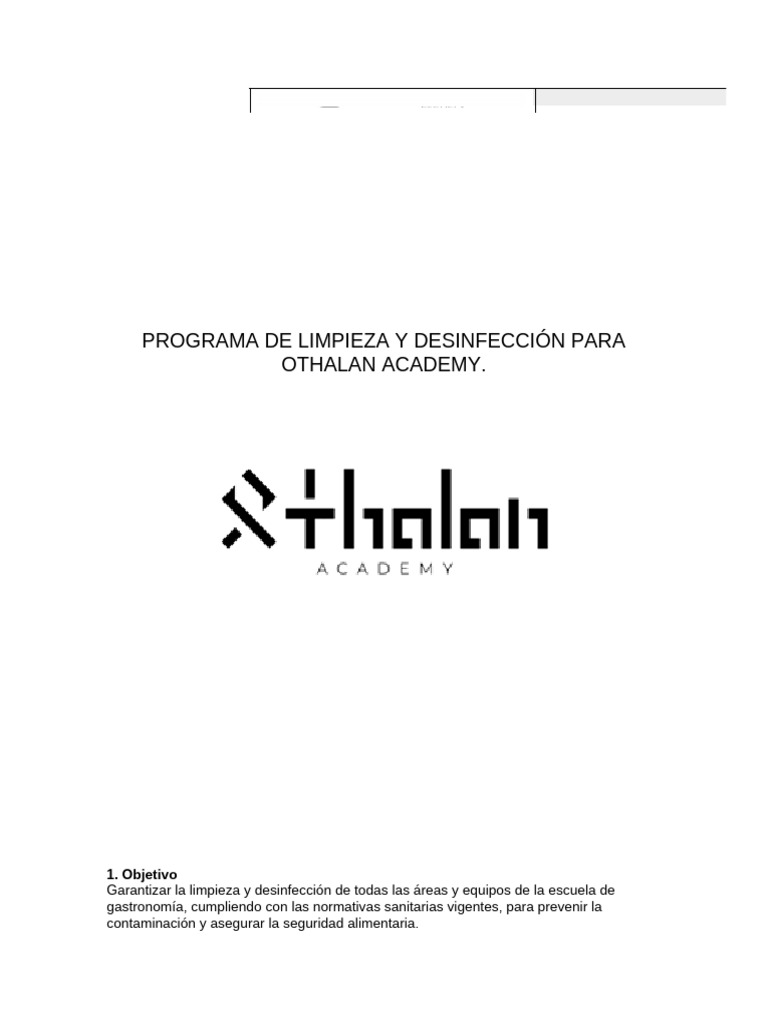 Programa de Limpieza y Desinfeccion | PDF