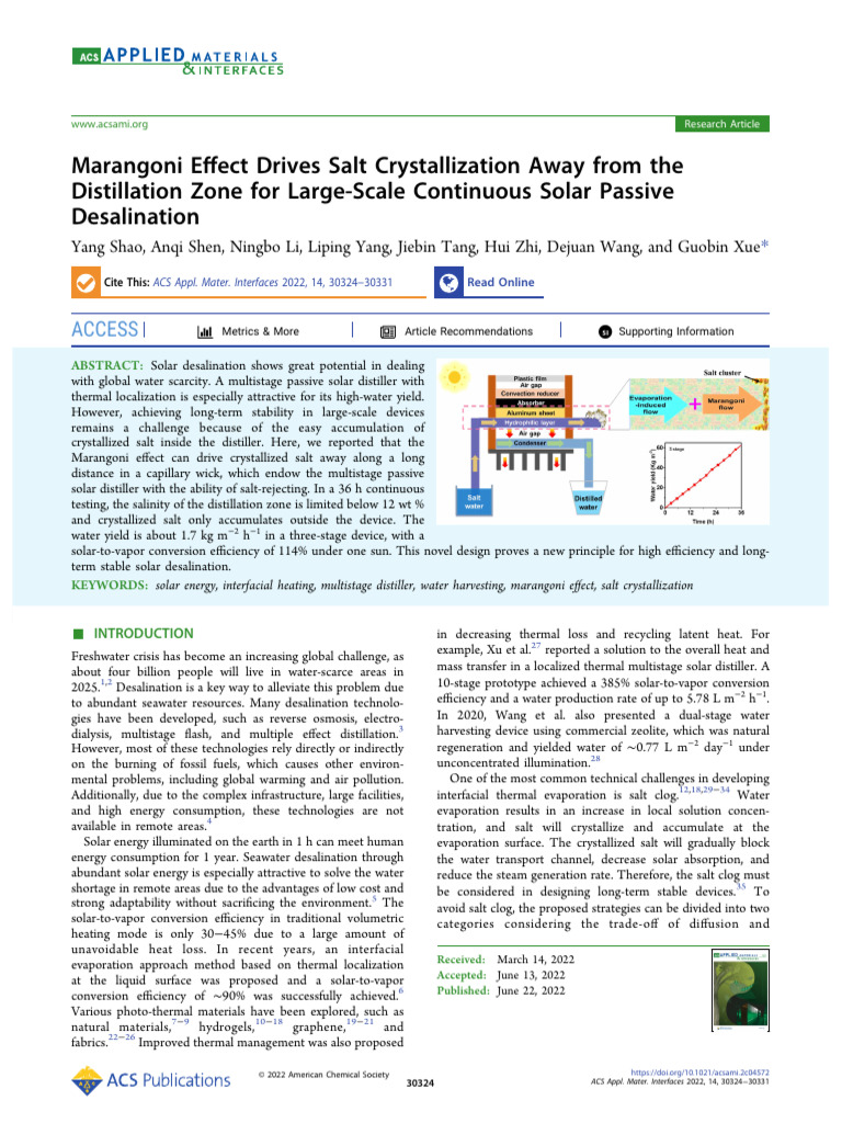 Marangoni Effect Drives Salt Crystallization Away From The Distillation ...