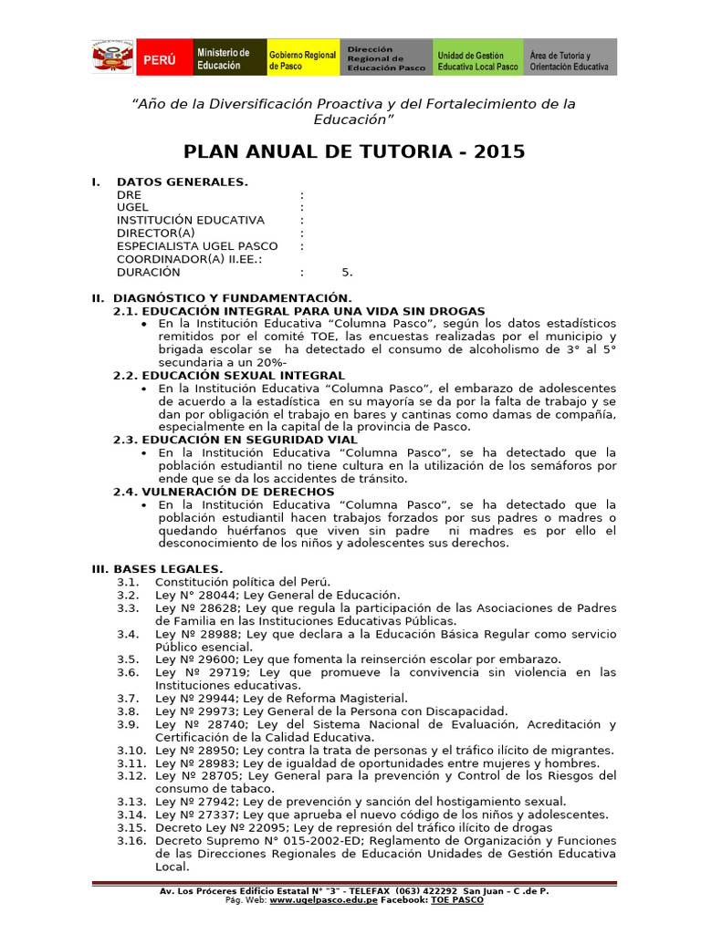 Esquema Plan TOE 2015 | PDF