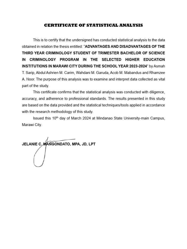 Stat Certificate | PDF