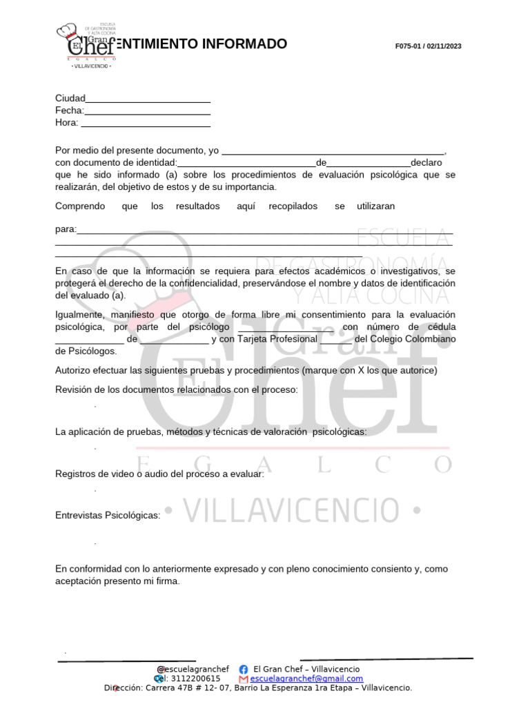 F075 Consentimiento Informado | PDF