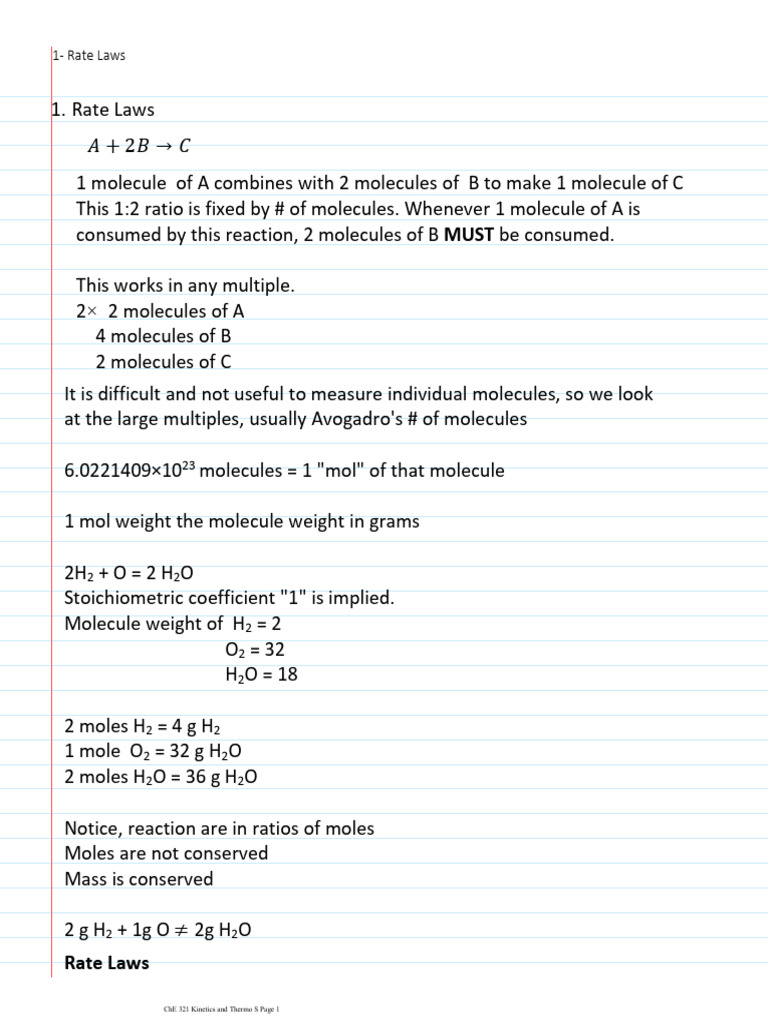 Kinetics - 1- Rate Law | PDF