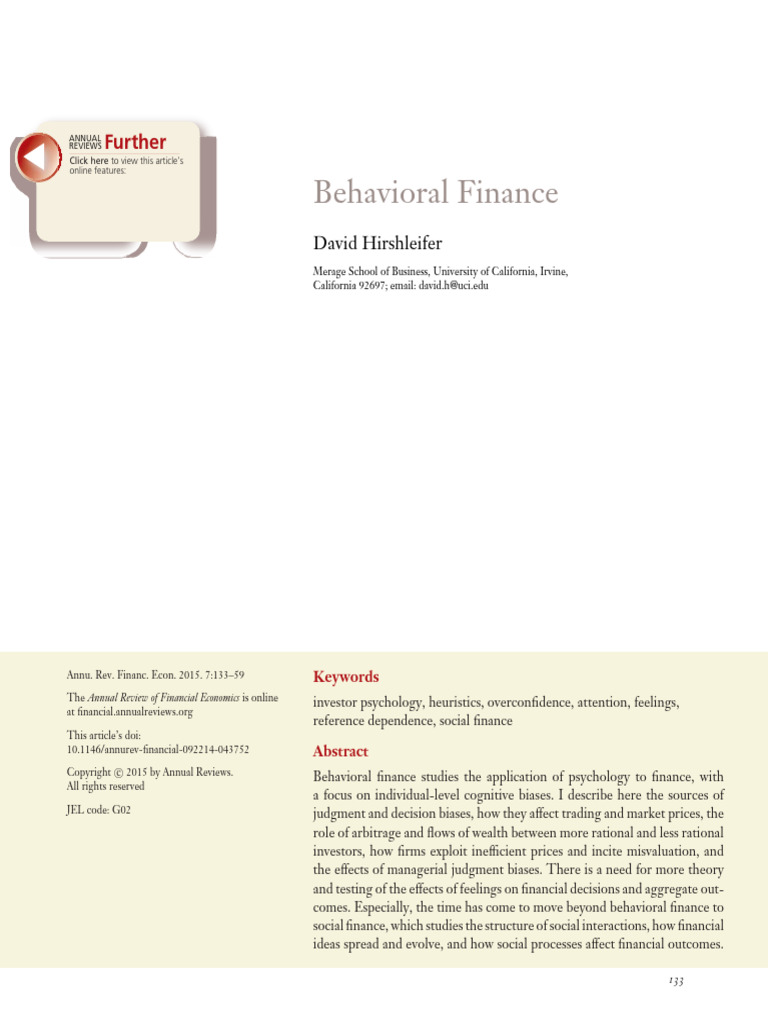 Behavioral Finances | PDF